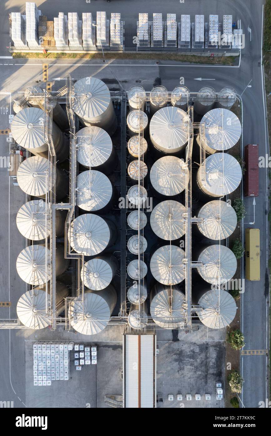 Aerial photographic documentation of some industrial silos Stock Photo ...