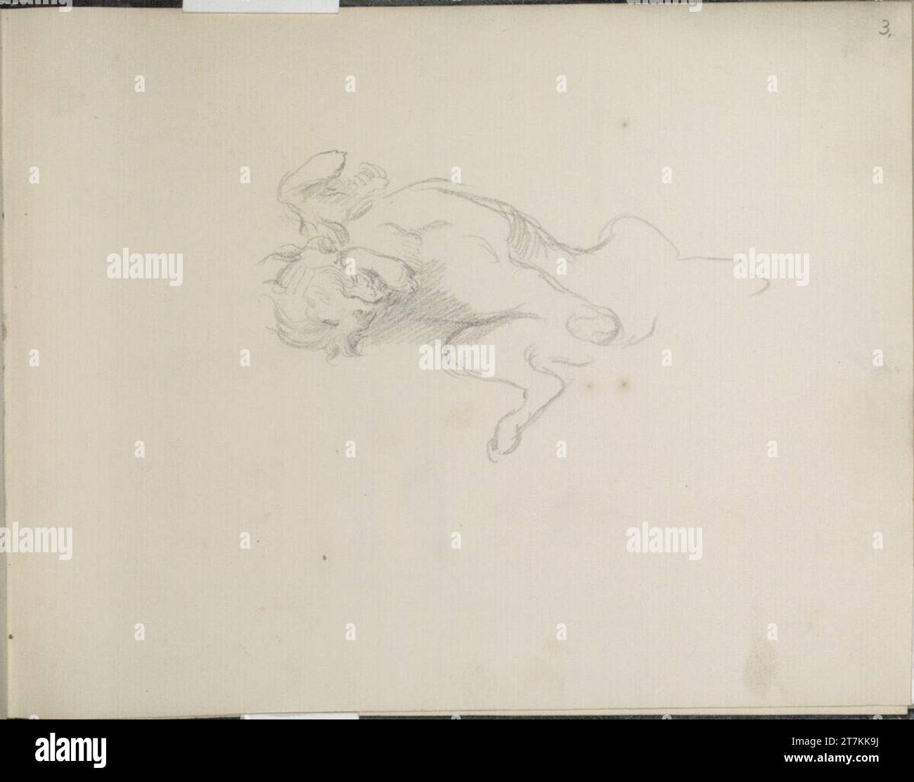 Josef Danhauser Sketch of a dog lying on the back (Faust and Mephisto ...