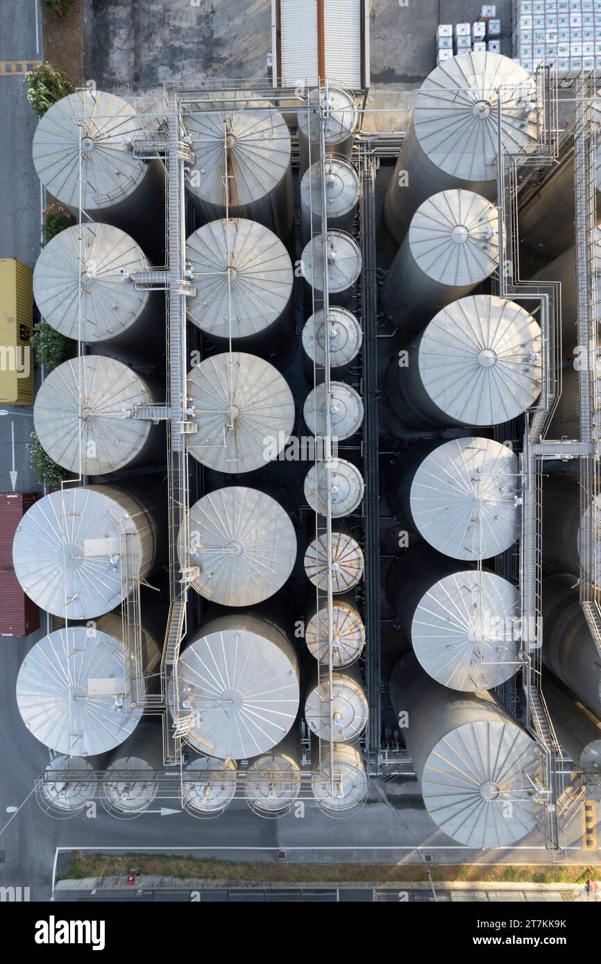 Aerial photographic documentation of some industrial silos Stock Photo ...