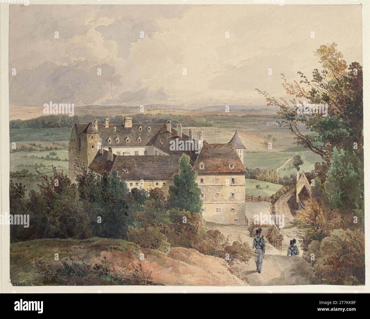 Moritz Leybold Castle barracks in Mauer. Watercolor 1845 , 1845 Stock ...