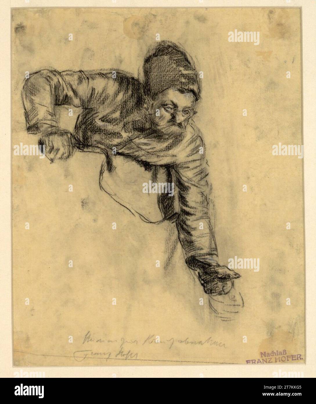 Franz Hofer Study for acceptance. Chalk on paus paper, whitewashed ...