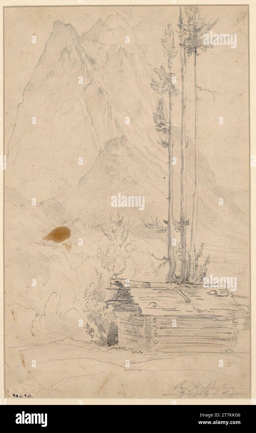 Johann Peter Nepomuk Geiger Mountain landscape. Pencil Stock Photo - Alamy