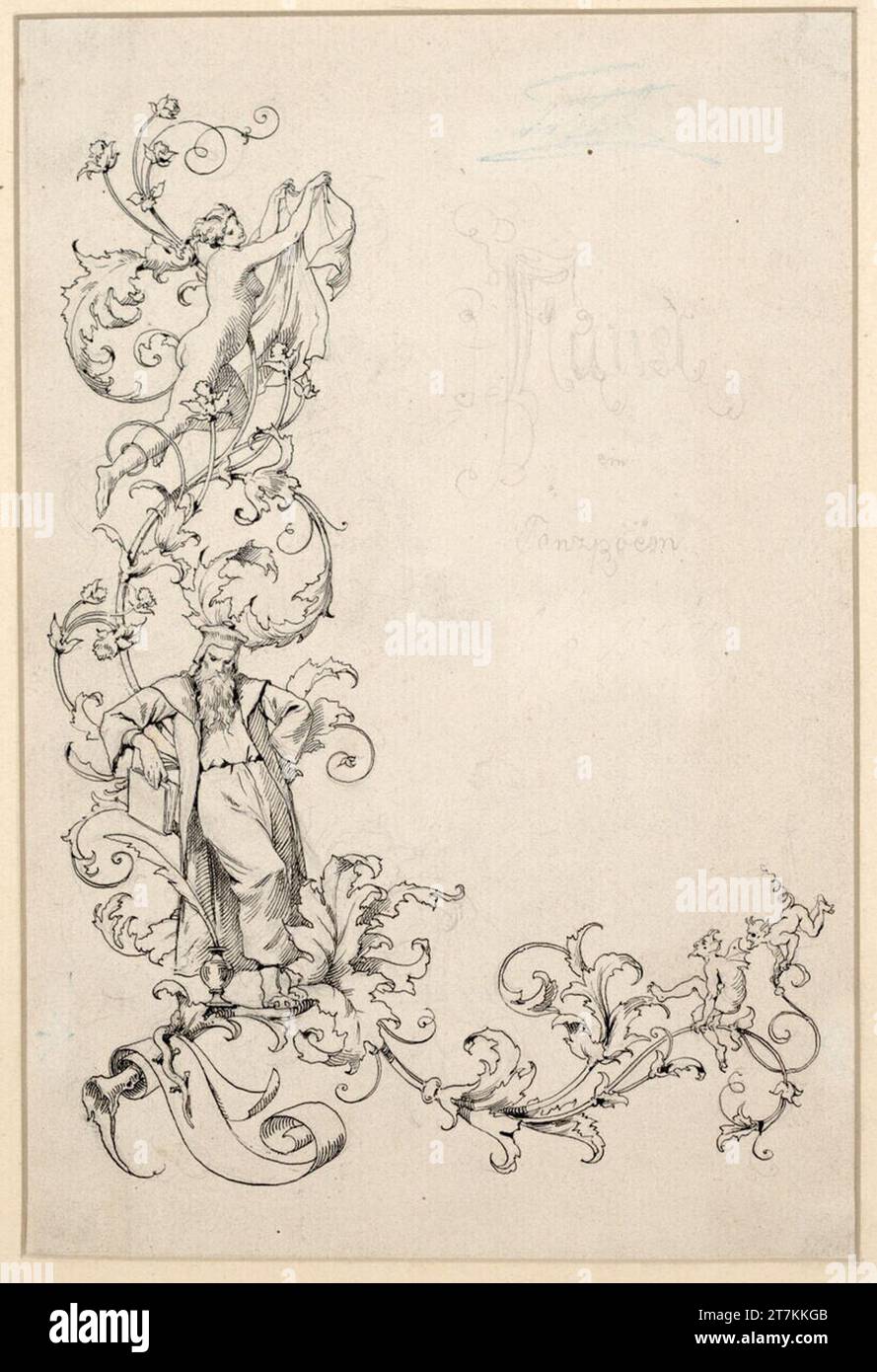 Johann Peter Nepomuk Geiger Title frame for Faust a dance poem. Pencil ...