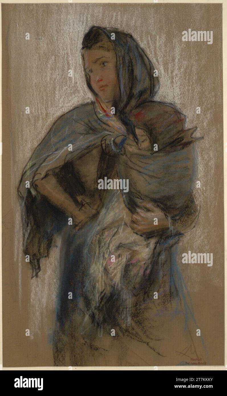 Ludwig Michalek Romni with a child in her arms. Pastel Stock Photo - Alamy