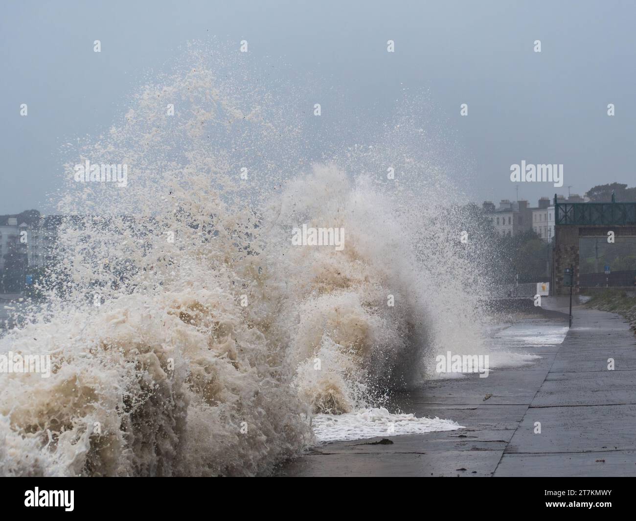Big waves at Seapoint Beach two hours after high tide during Storm Babet Stock Photo - Alamy
