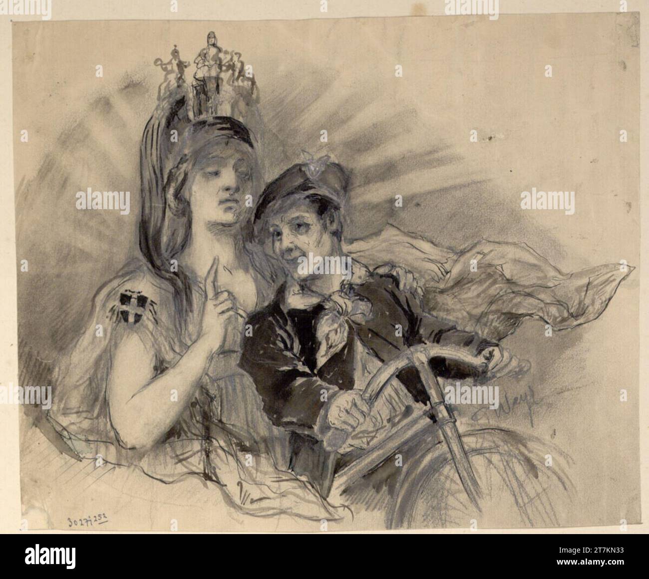 Rudolf Weyr Crowned female figure and male figure by bike Stock Photo ...