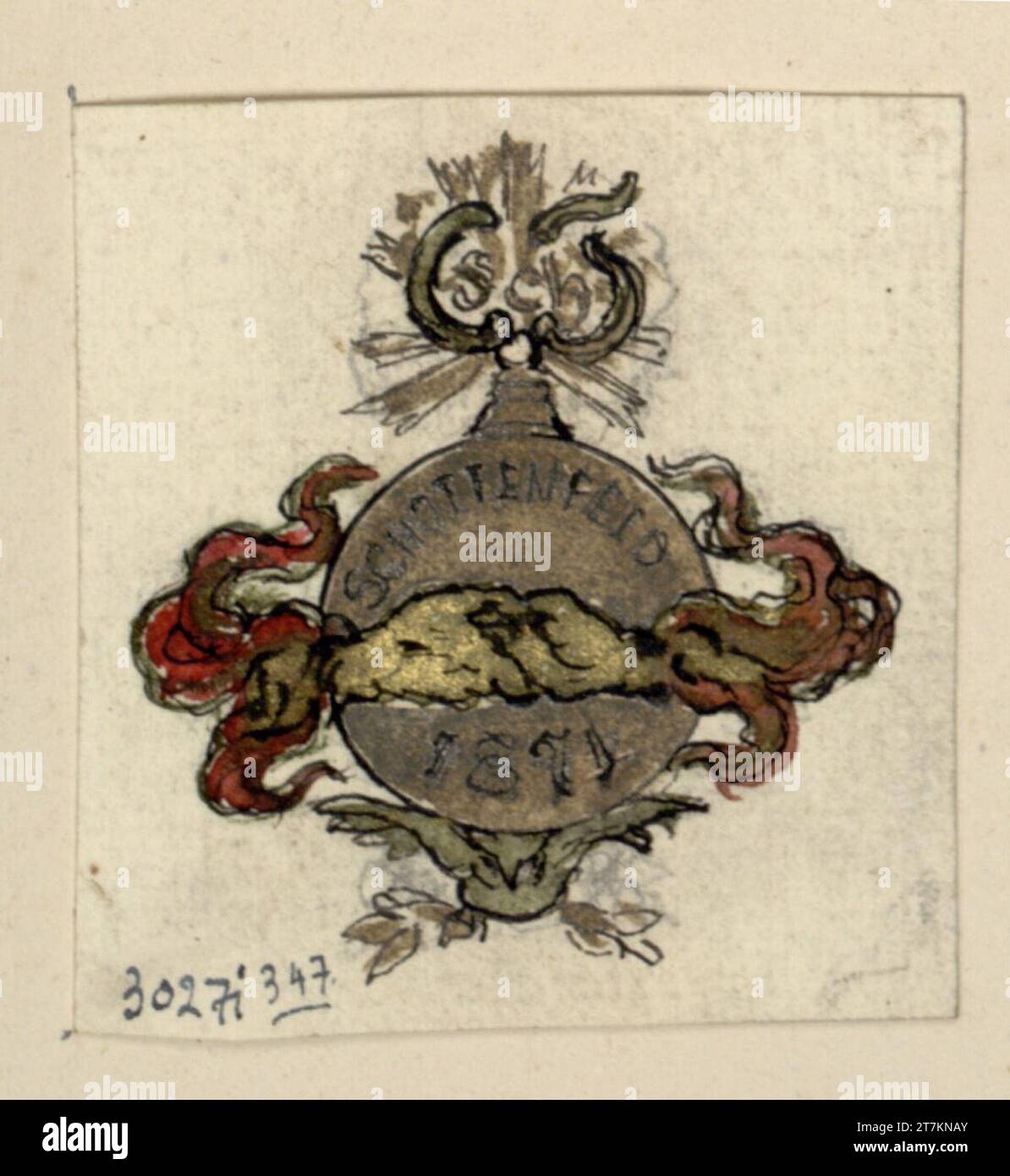 Rudolf Weyr Skizzenblatt. Pencil, ink, feather, watercolor Stock Photo ...