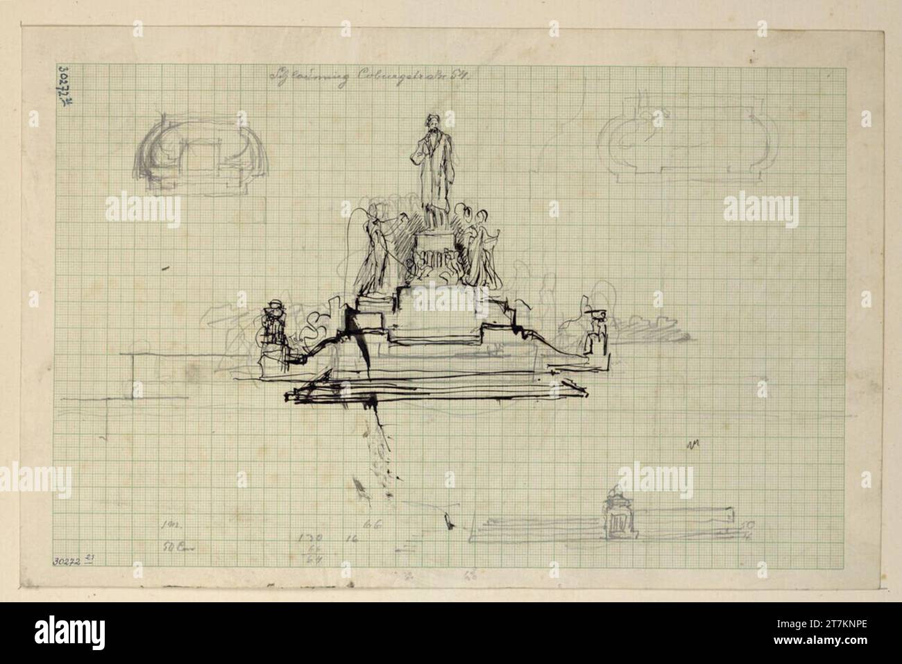 Rudolf Weyr Skizzenblatt. Pencil, ink, spring, checkered paper Stock ...
