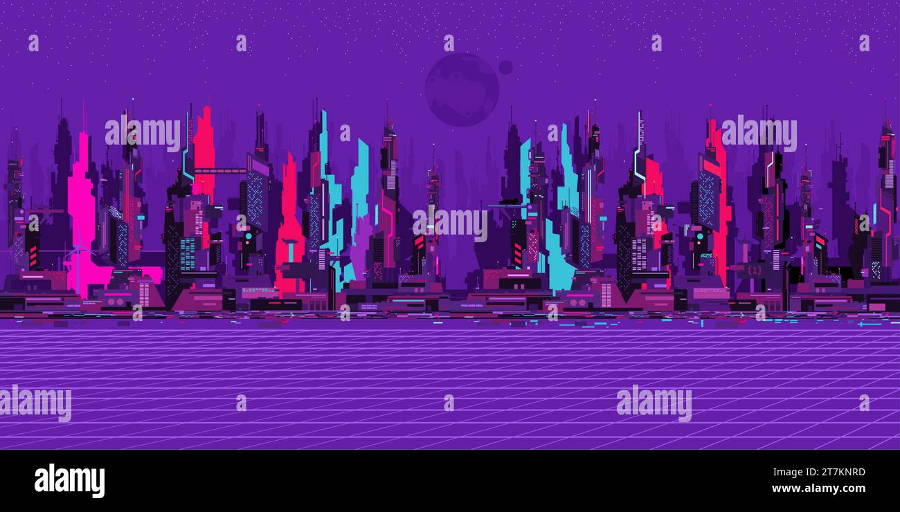 Simple Abstract Futuristic Sci-fi Cyber Space City Landscape Vector ...