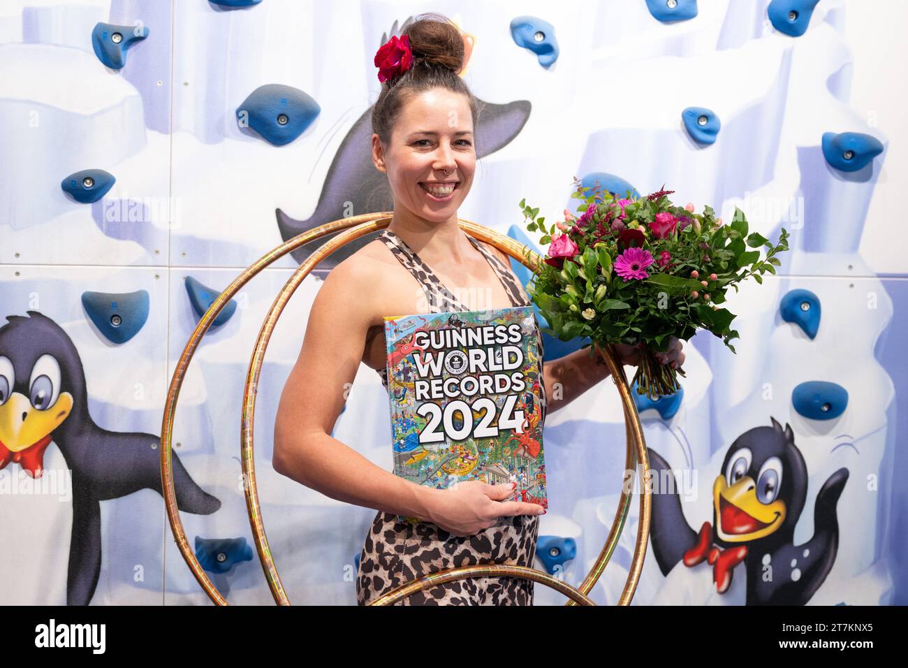 Dresden, Germany. 16th Nov, 2023. Dunja Kuhn poses with a bouquet of ...