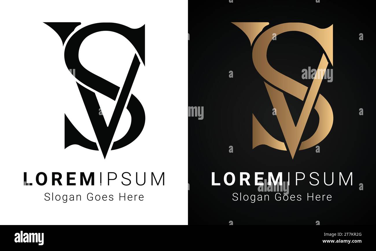 Luxury Initial SV or VS Monogram Text Letter Logo Design Stock Vector Image & Art - Alamy