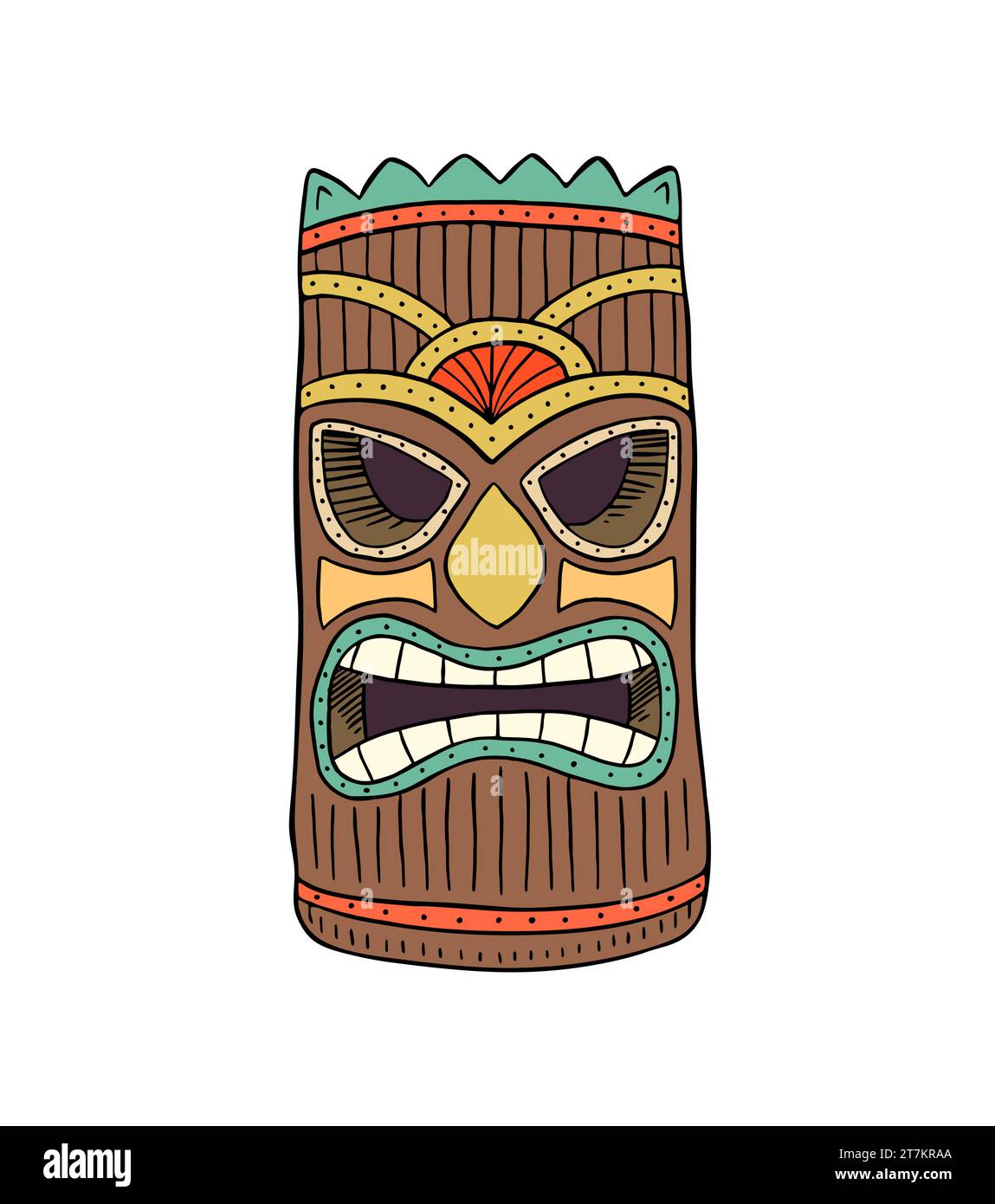 Hand Drawn Tiki Tribal Mask Vector Cartoon Illustration Stock Vector ...
