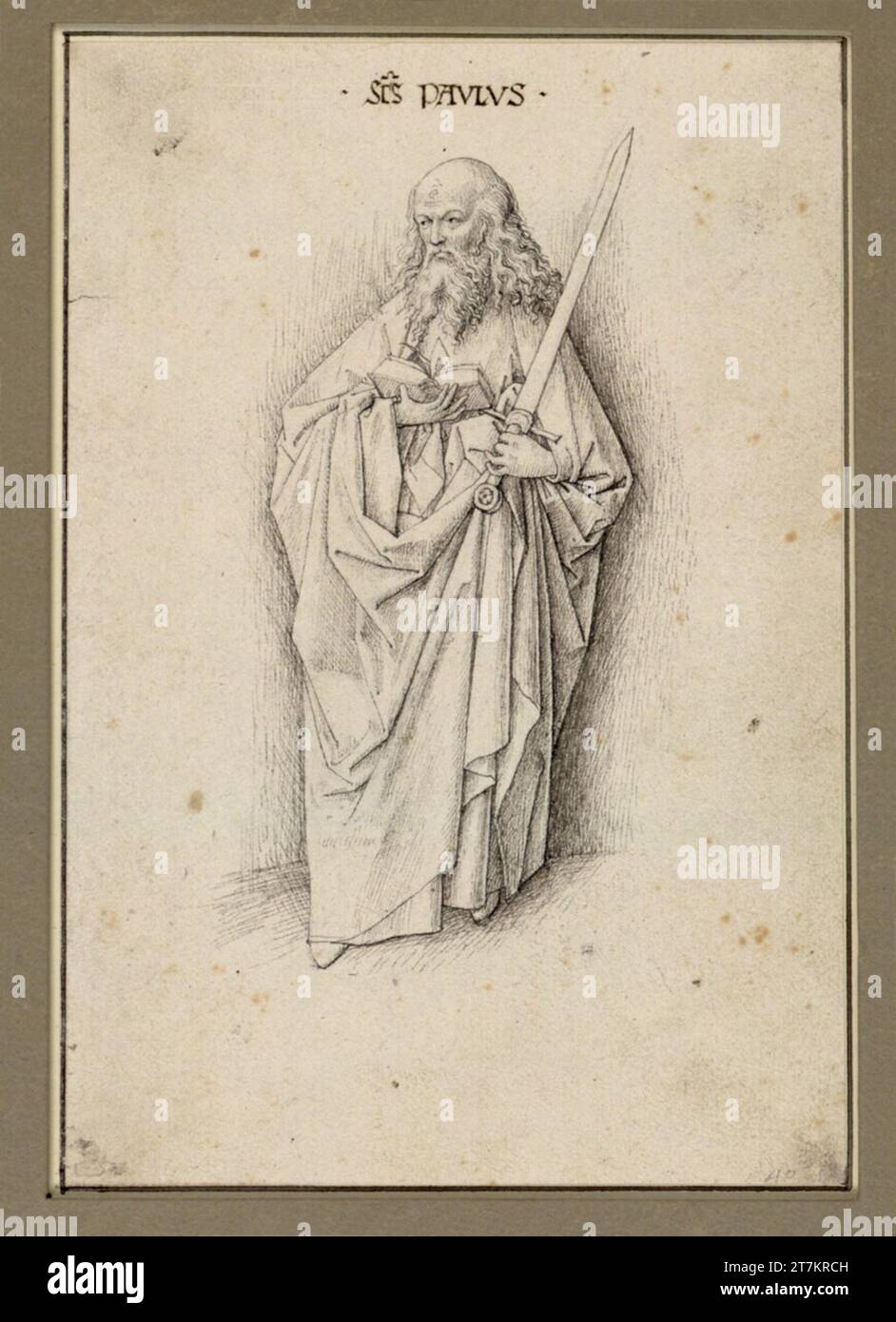 Brügger Künstler The apostle Paul. Feder in gray -brown about a present ...