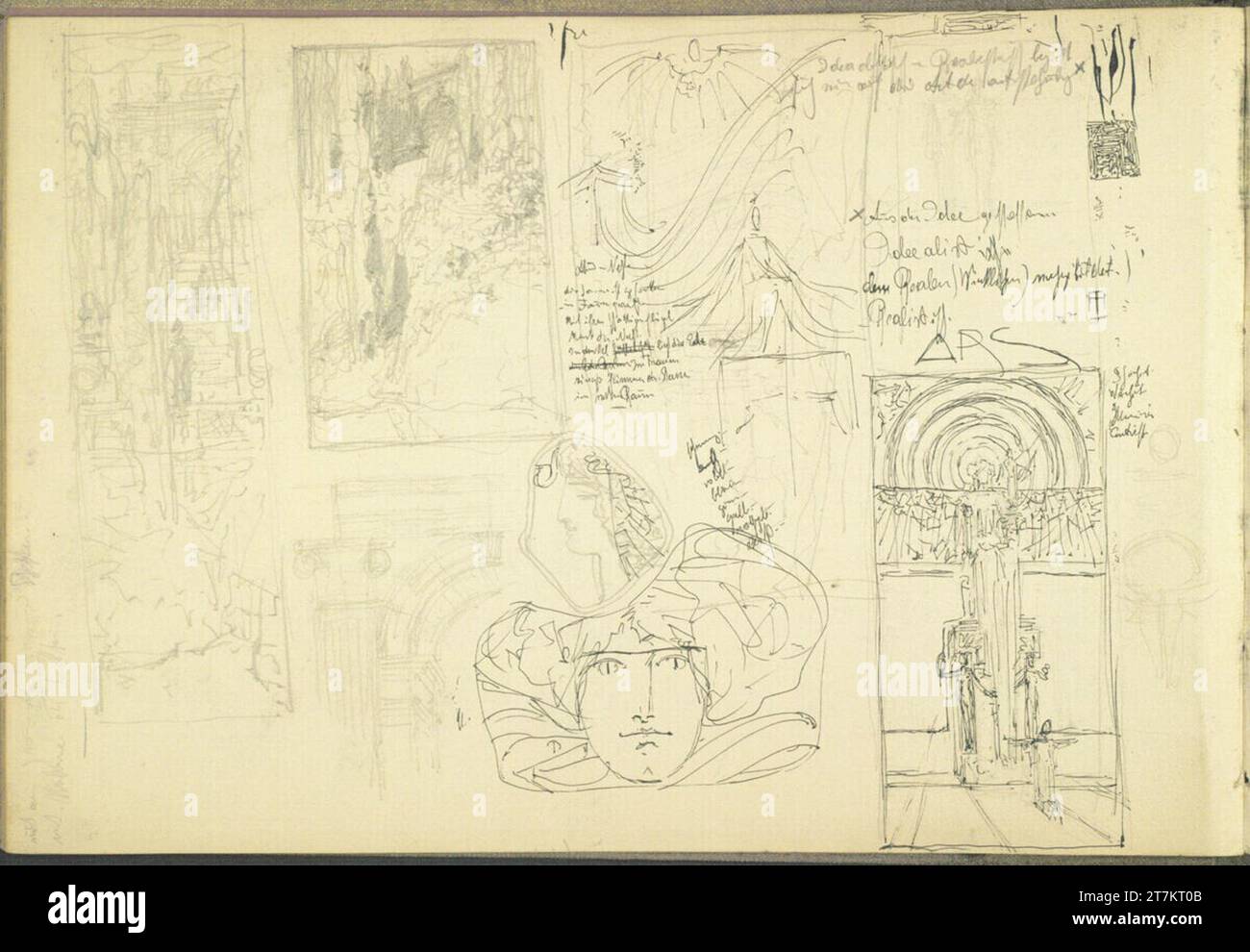 Alexander Rothaug Four composition designs. Pencil; Ink spring around ...