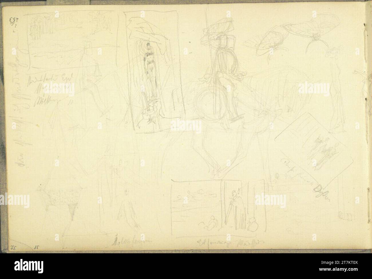 Alexander Rothaug Two sketches of a rider, figure studies. Pencil ...