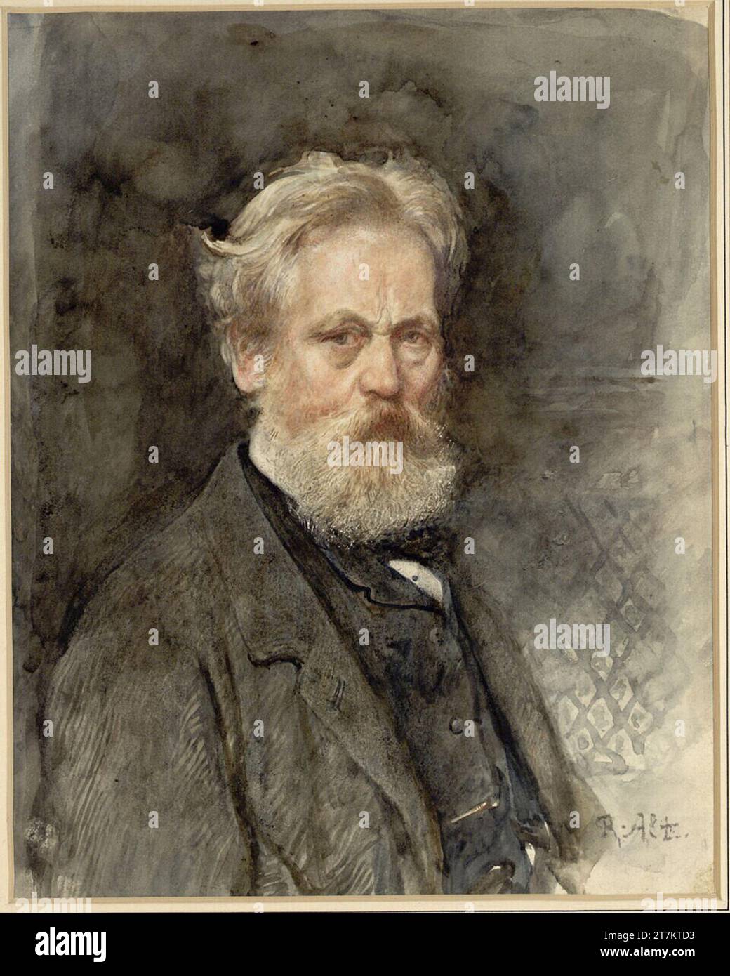Rudolf von Alt Self -portrait of the artist; Half -length portrait in ...