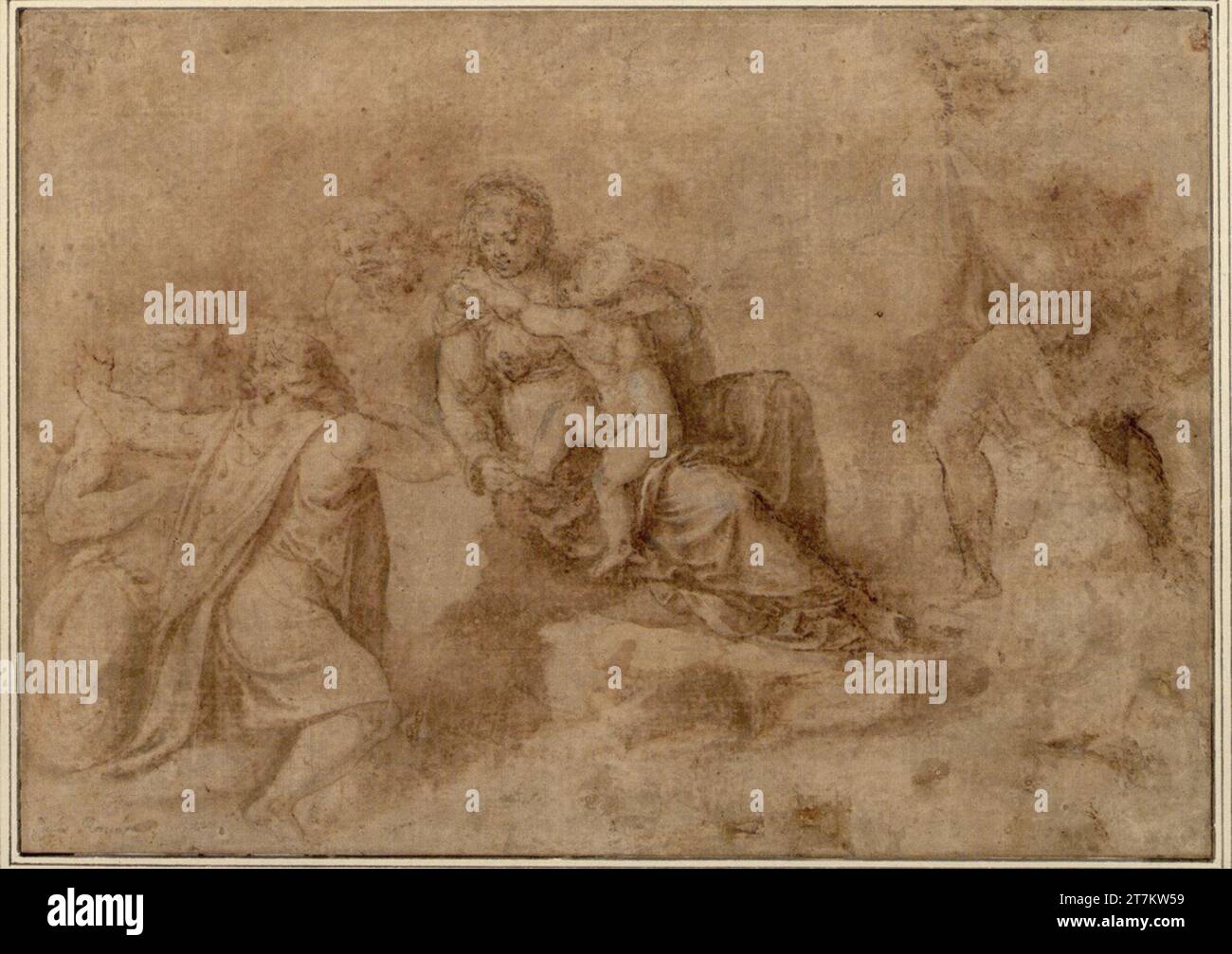 Girolamo Sellari gen. da Carpi Adoration of the kings. Chalk; Feather ...