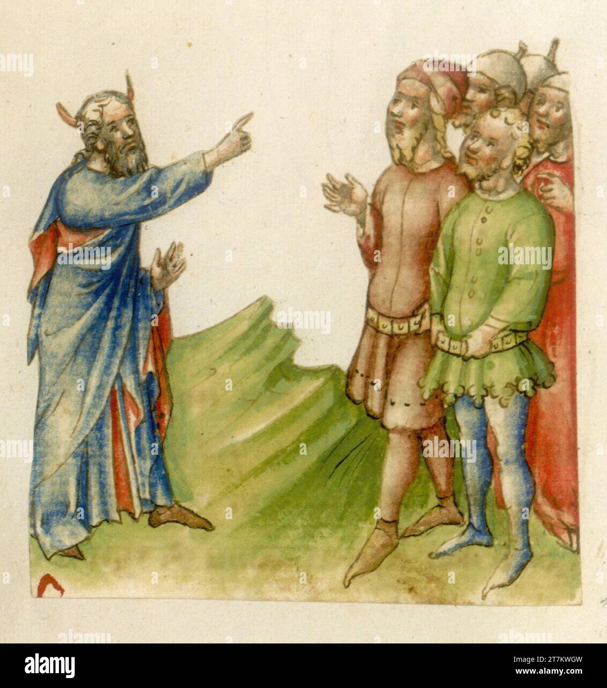Anonym Moses teaches. Colored pen drawing 1420-1430 , 1420/1430 Stock ...