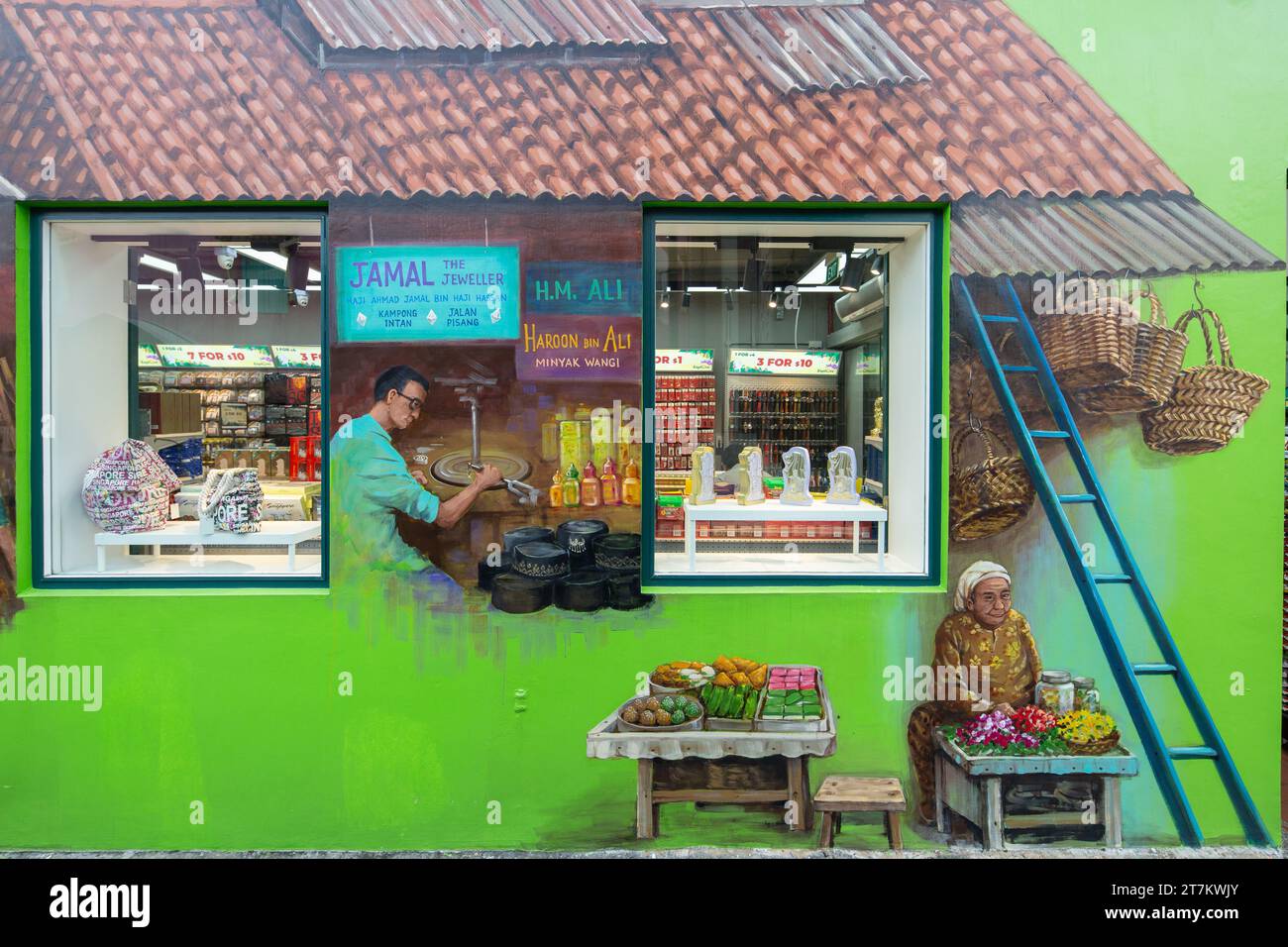 Street art wall mural that shows the history and culture of Kampong ...