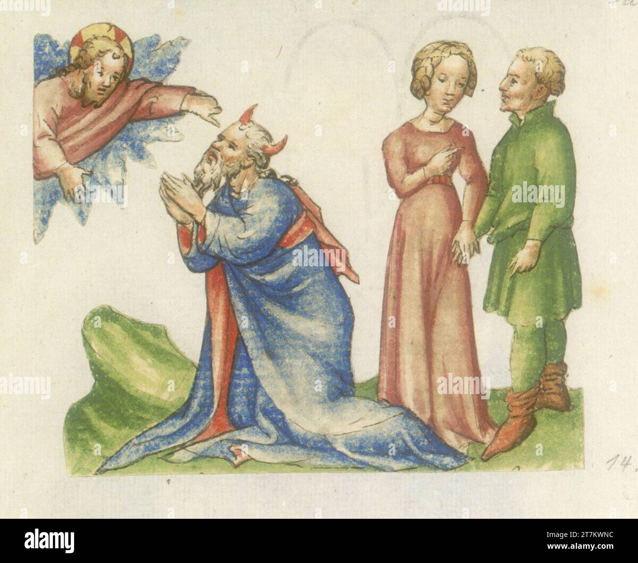 Anonym God appears Moses. Colored pen drawing 1420-1430 , 1420/1430 ...