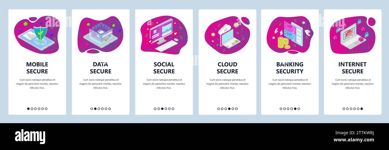 Mobile App Onboarding Screens Cyber Security Mobile Data Secure Access Cloud And Banking