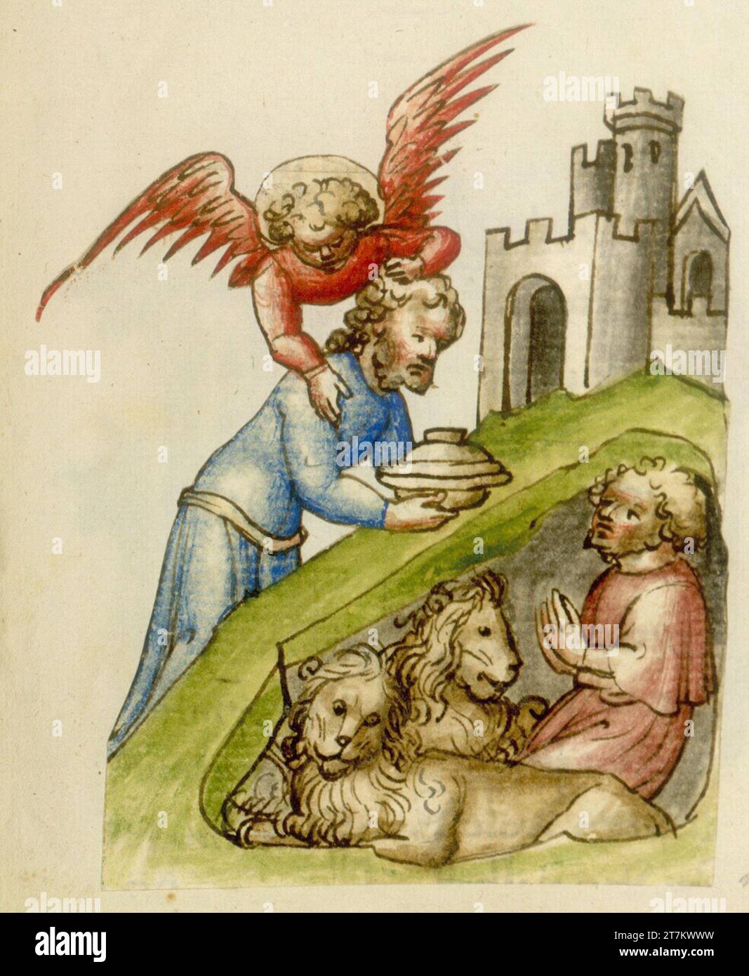 Anonym Daniel in the Löwengrube. Colored pen drawing 1420-1430 , 1420/ ...