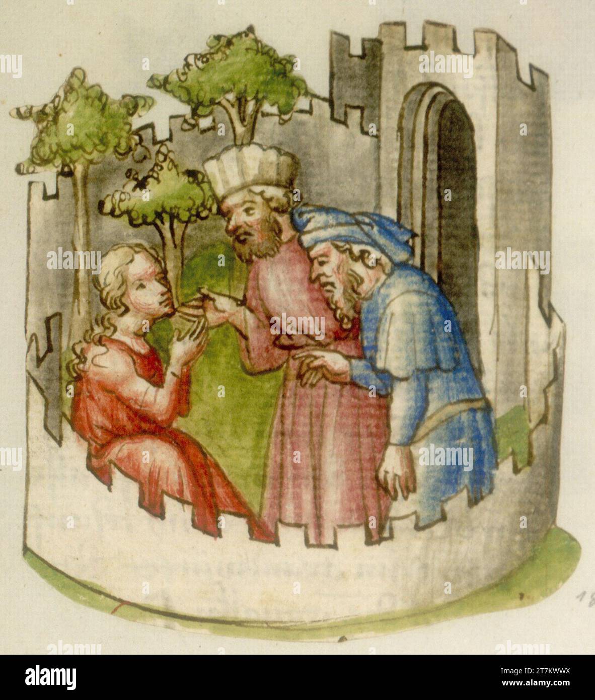 Anonym Susanna and the old ones. Colored pen drawing 1420-1430 , 1420/ ...