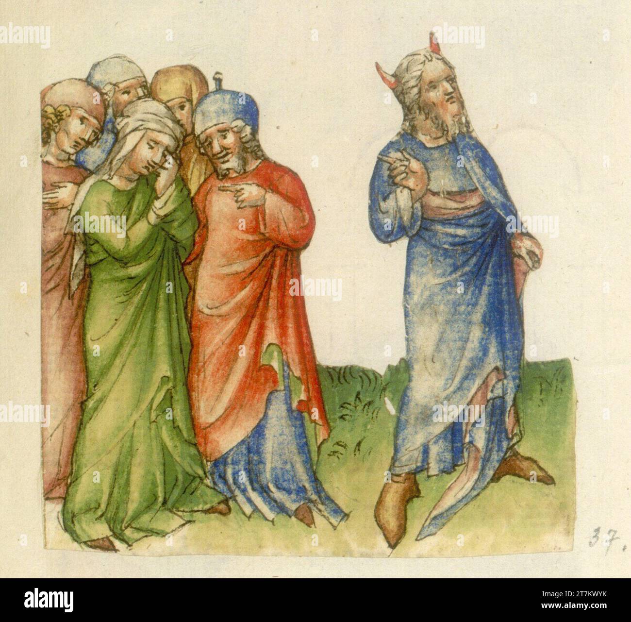 Anonym Moses complains. Colored pen drawing 1420-1430 , 1420/1430 Stock ...