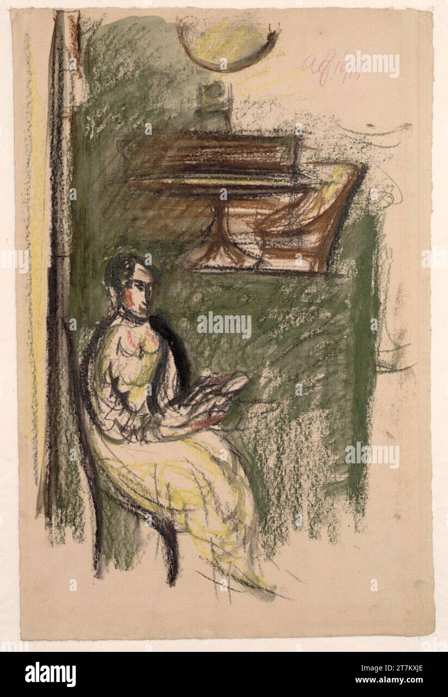 Anton Faistauer Portrait of the artist's wife. Pastell, laved 1918 ...