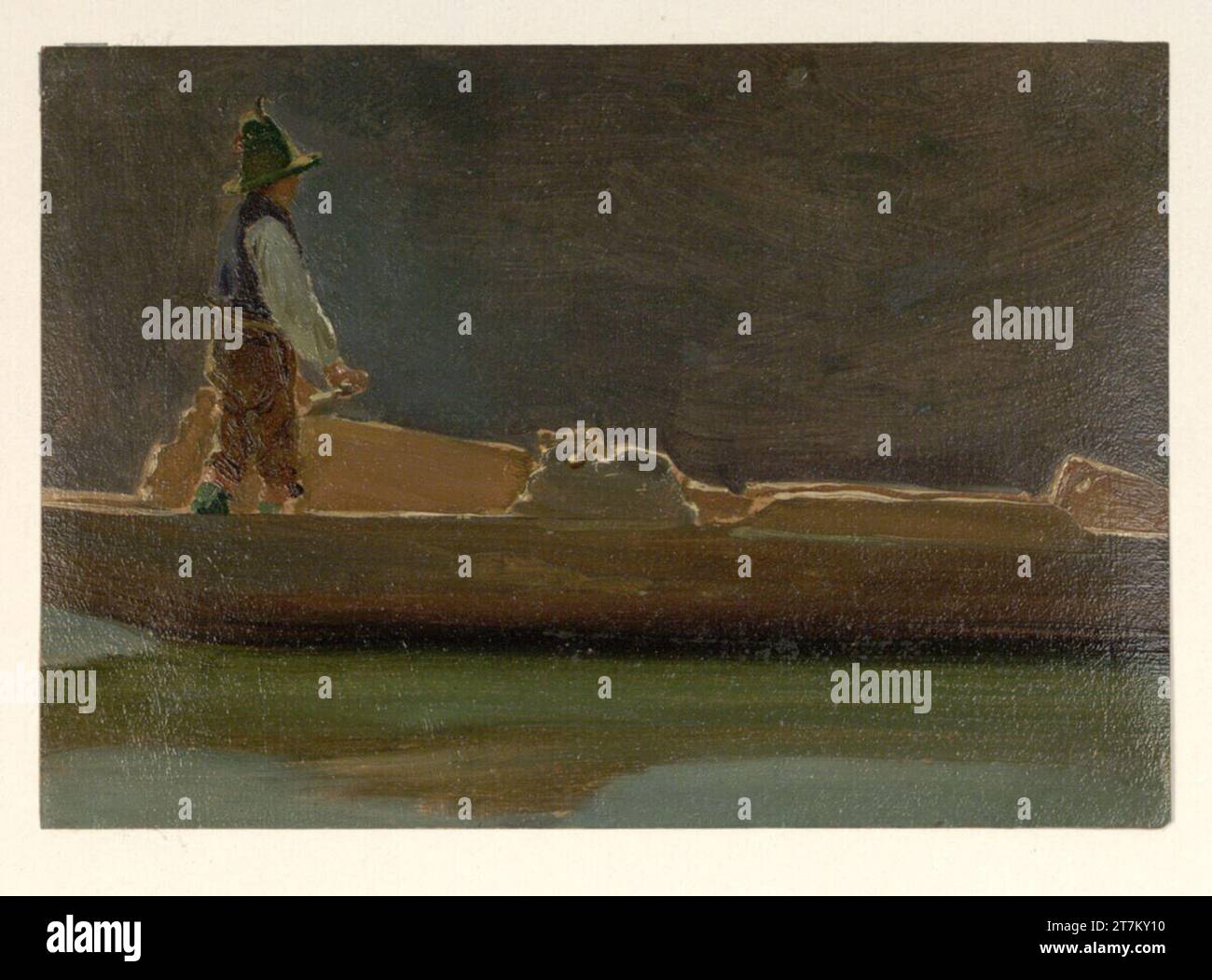 Anton Schrödl A Tyrolean stands in a rowboat that is loaded with wood ...