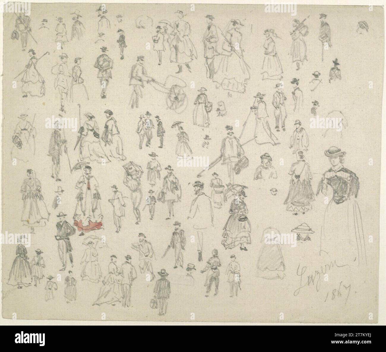 Franz Alt Staffage figures, Lucerne, 1867. Pencil; watercolor 1867 ...