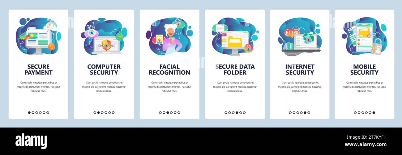 Mobile app onboarding screens. Internet security, data secure access ...