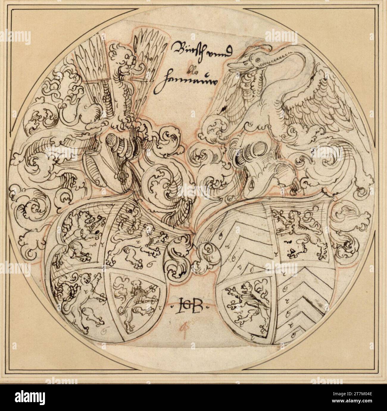 Straßburger Meister Coat of arms Bitsch-Hanau (target tear). Feder in ...
