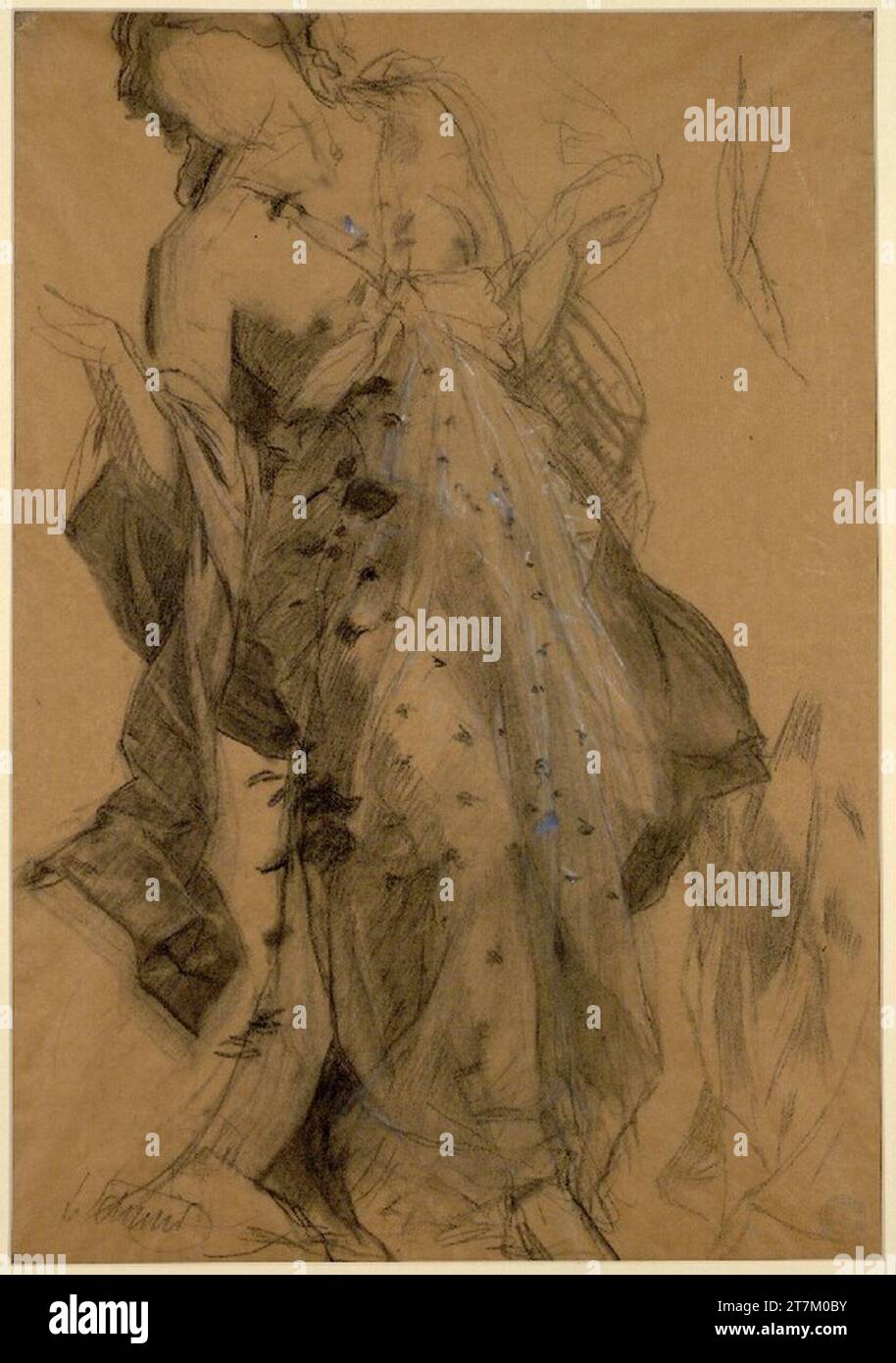 Julius Schmid Study on a dancer. Chalk, deck white increase Stock Photo ...