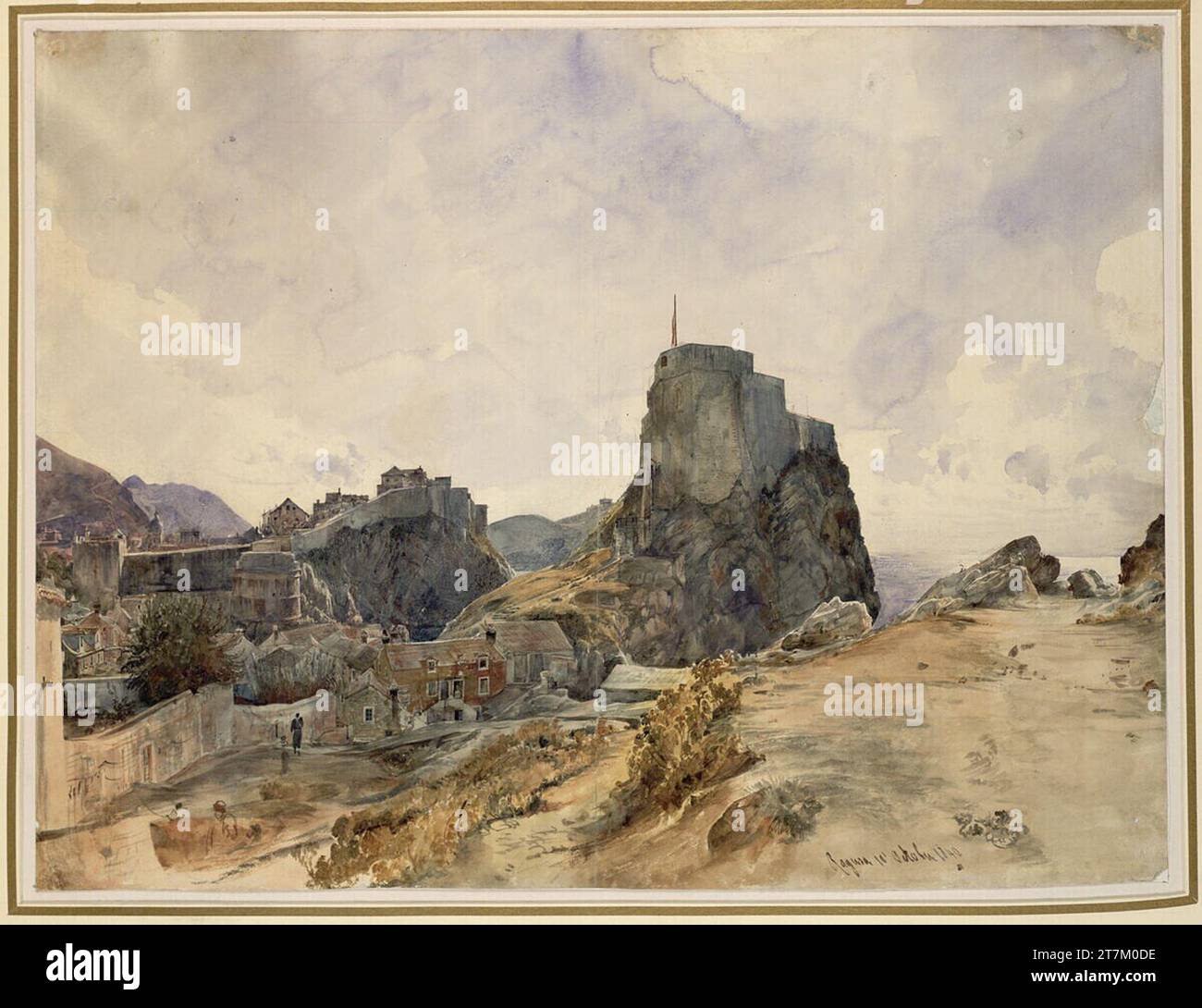 Rudolf von Alt The San Lorenzo fort in Ragusa. Pencil, watercolor 1840 ...