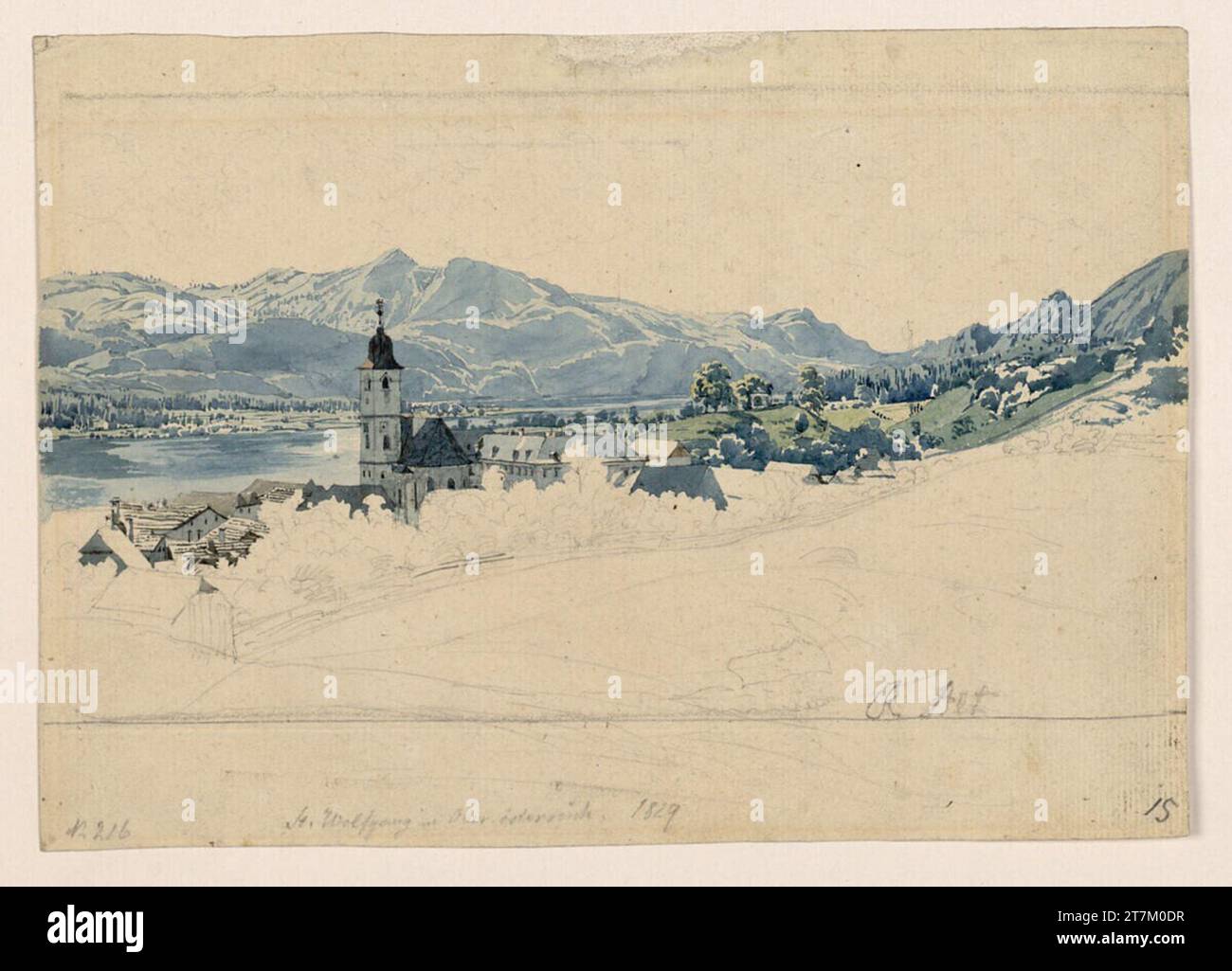 Rudolf von Alt View of St. Wolfgang. Pencil, watercolor 1829 , 1829 ...