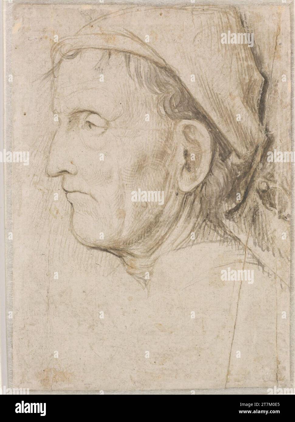 Anonym Portrait of a man in profile. Silver pencil, brush in gray, on ...