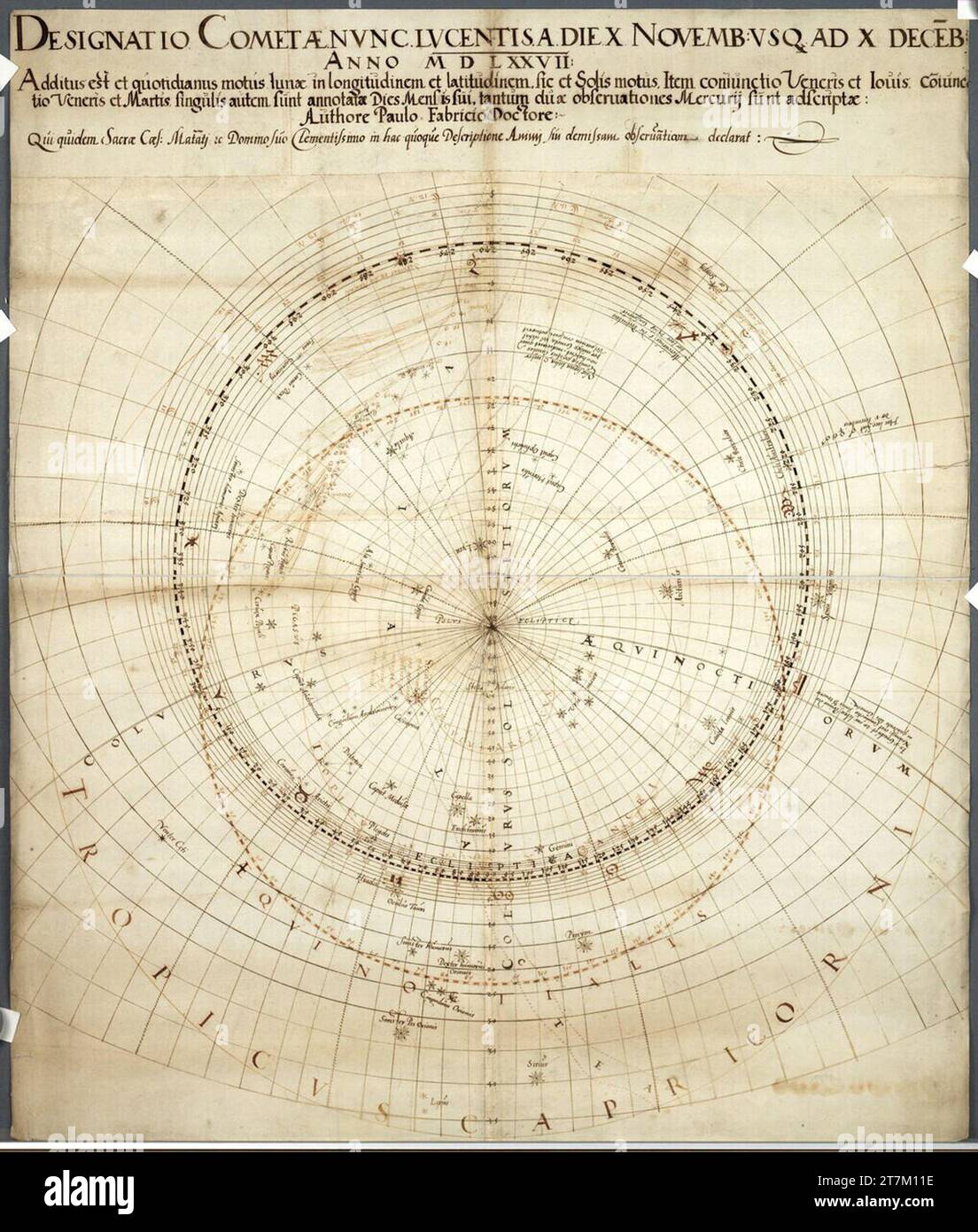 Paul Fabricius Star map with a comet track. 1577 , 1577 Stock Photo - Alamy