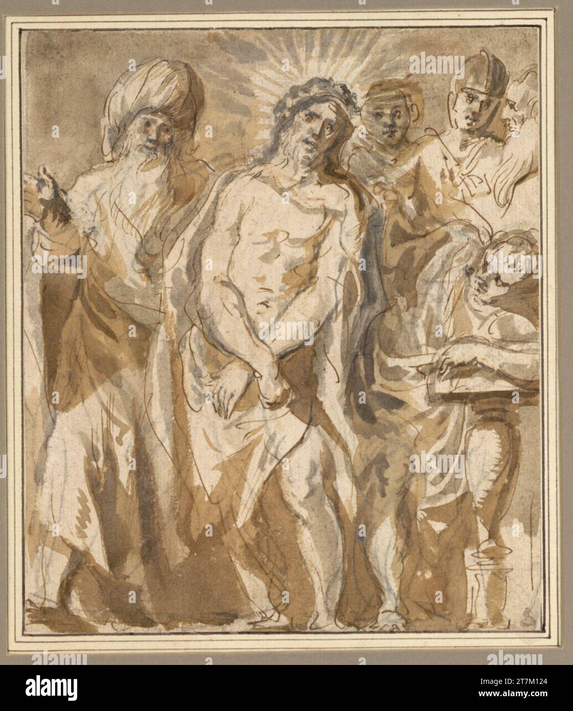 Jacob Jordaens Behold the man. Feder and brush in gray and brown, brown ...