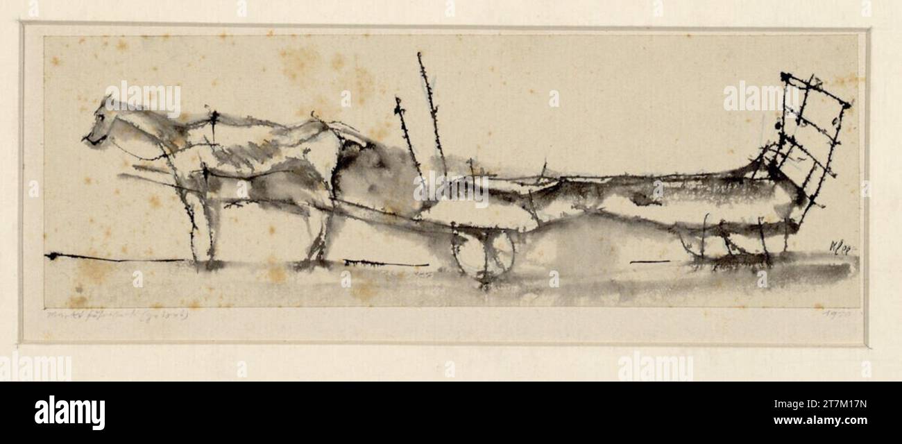 Paul Klee Market Filing (tinted). Pen and brushes, wet in wet, on paper ...