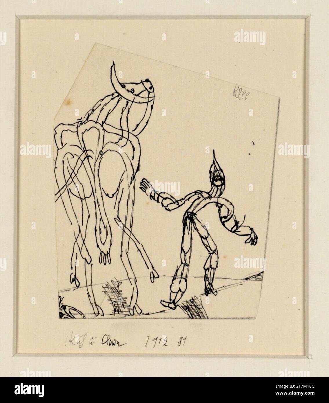 Paul Klee Cow and clown. Pen on paper on cardboard 1912, 81 Stock Photo ...