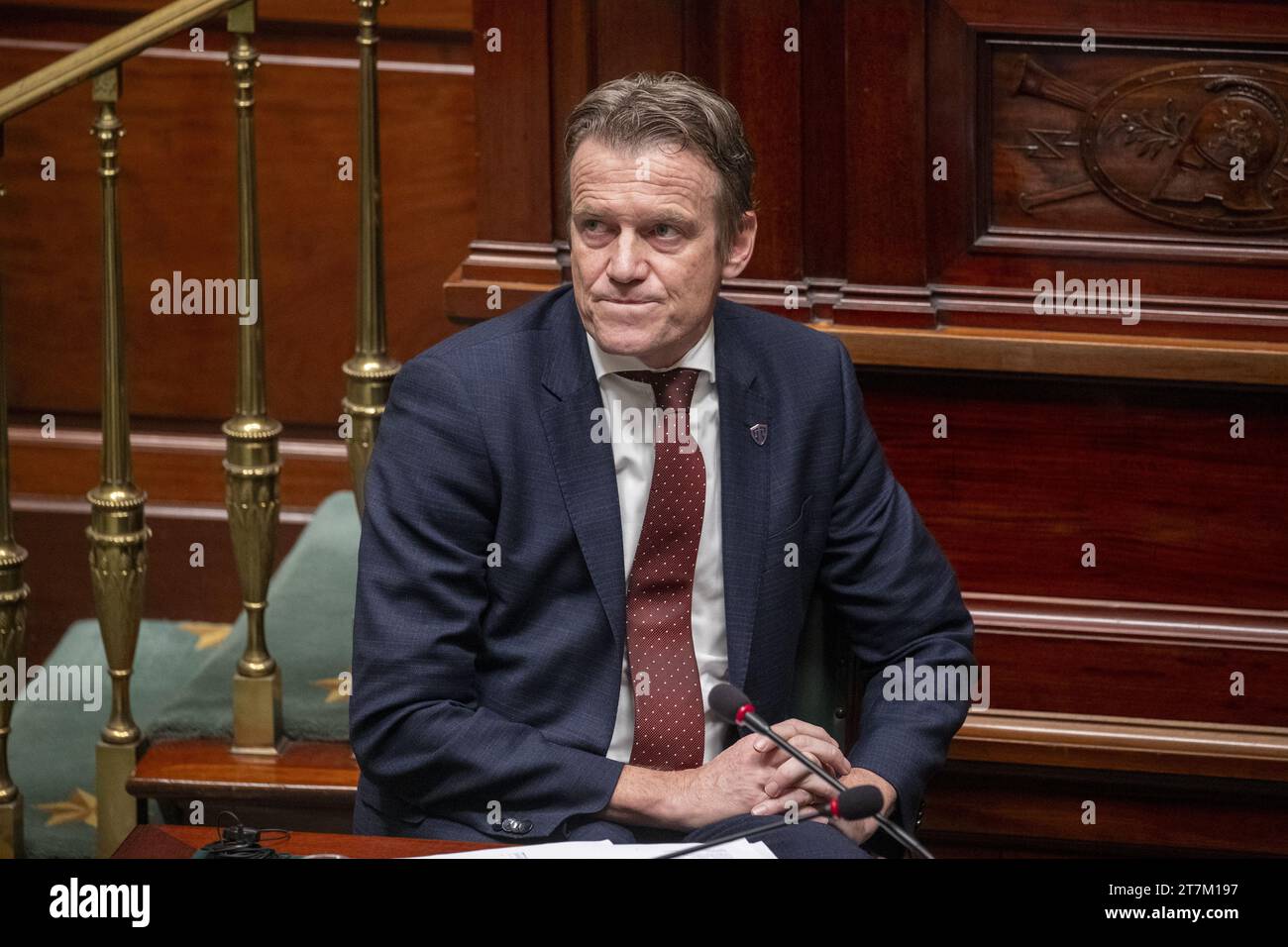 Brussels, Belgium. 16th Nov, 2023. Minister of Justice Paul Van Tigchelt pictured during a ...