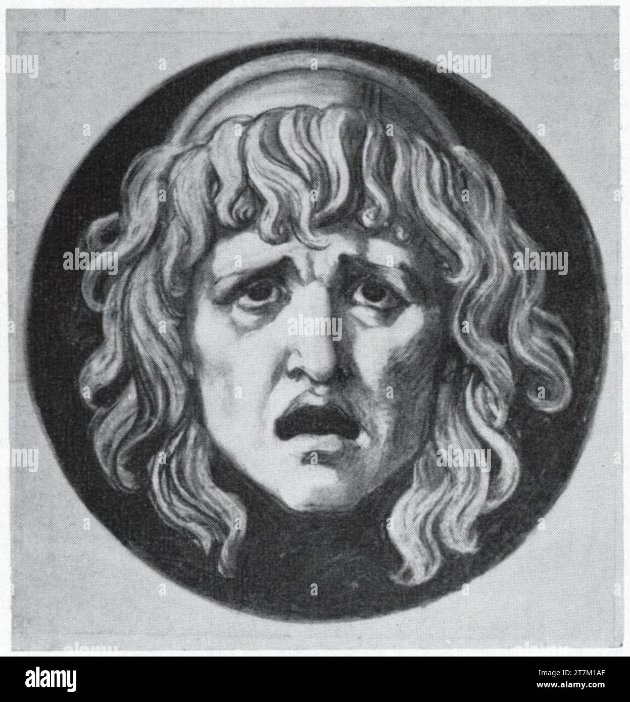 Karl Rahl (The Younger) Medallion: grieving mask. Coal Stock Photo - Alamy