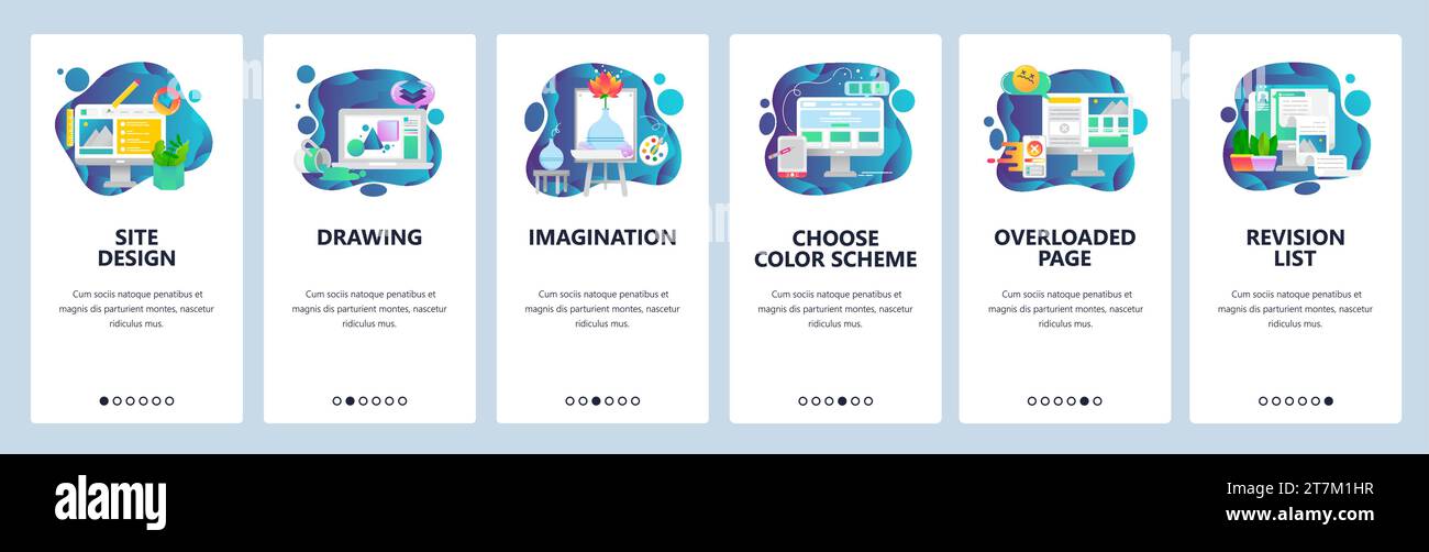 Mobile app onboarding screens. Art, design and creative imagination ...