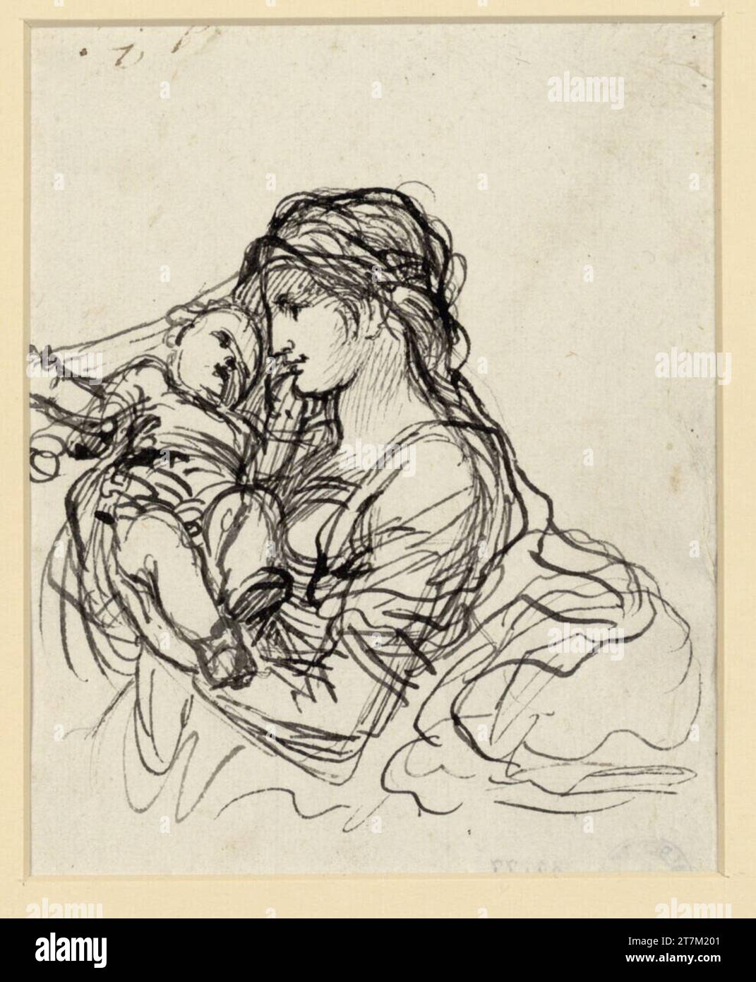 Francesco la Marra Madonna with child. Ink, feather Stock Photo - Alamy