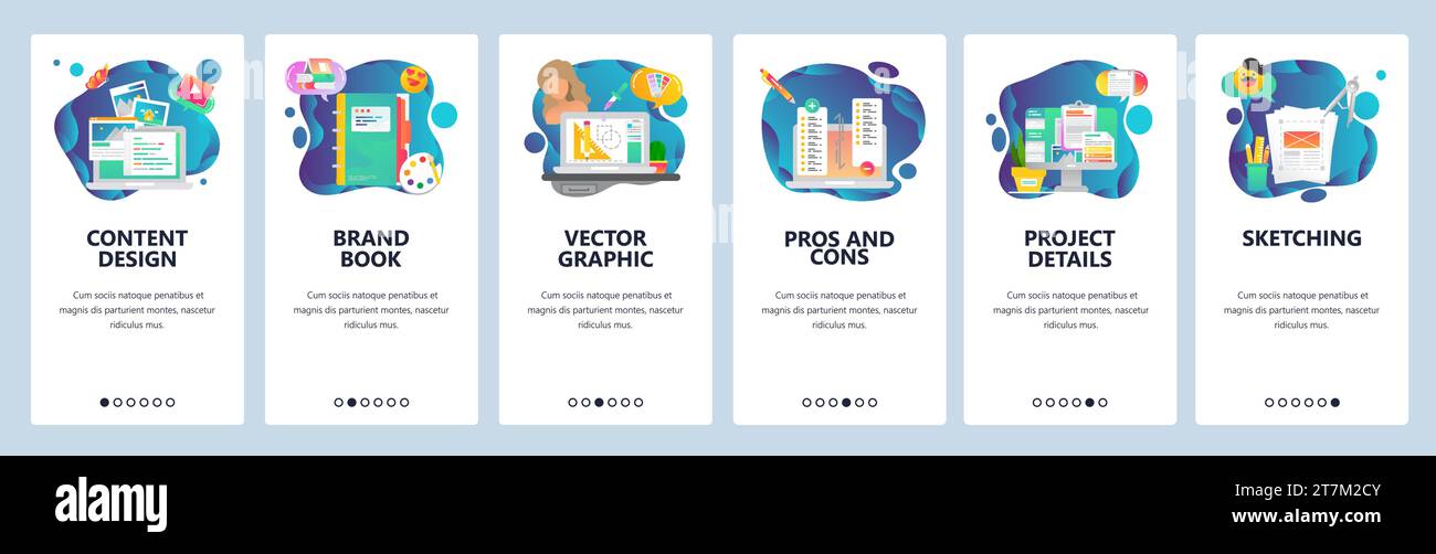 Mobile app onboarding screens. Art, design and digital illustration ...