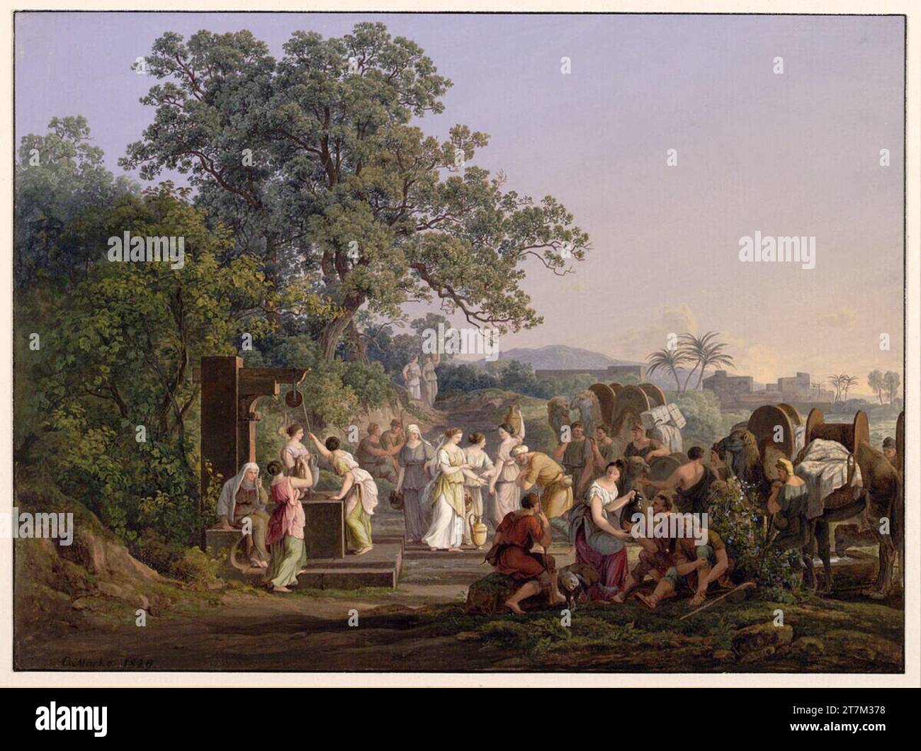 Karl Markó Rebekka Am Brunnen. Gouache paint 1829 , 1829 Stock Photo ...