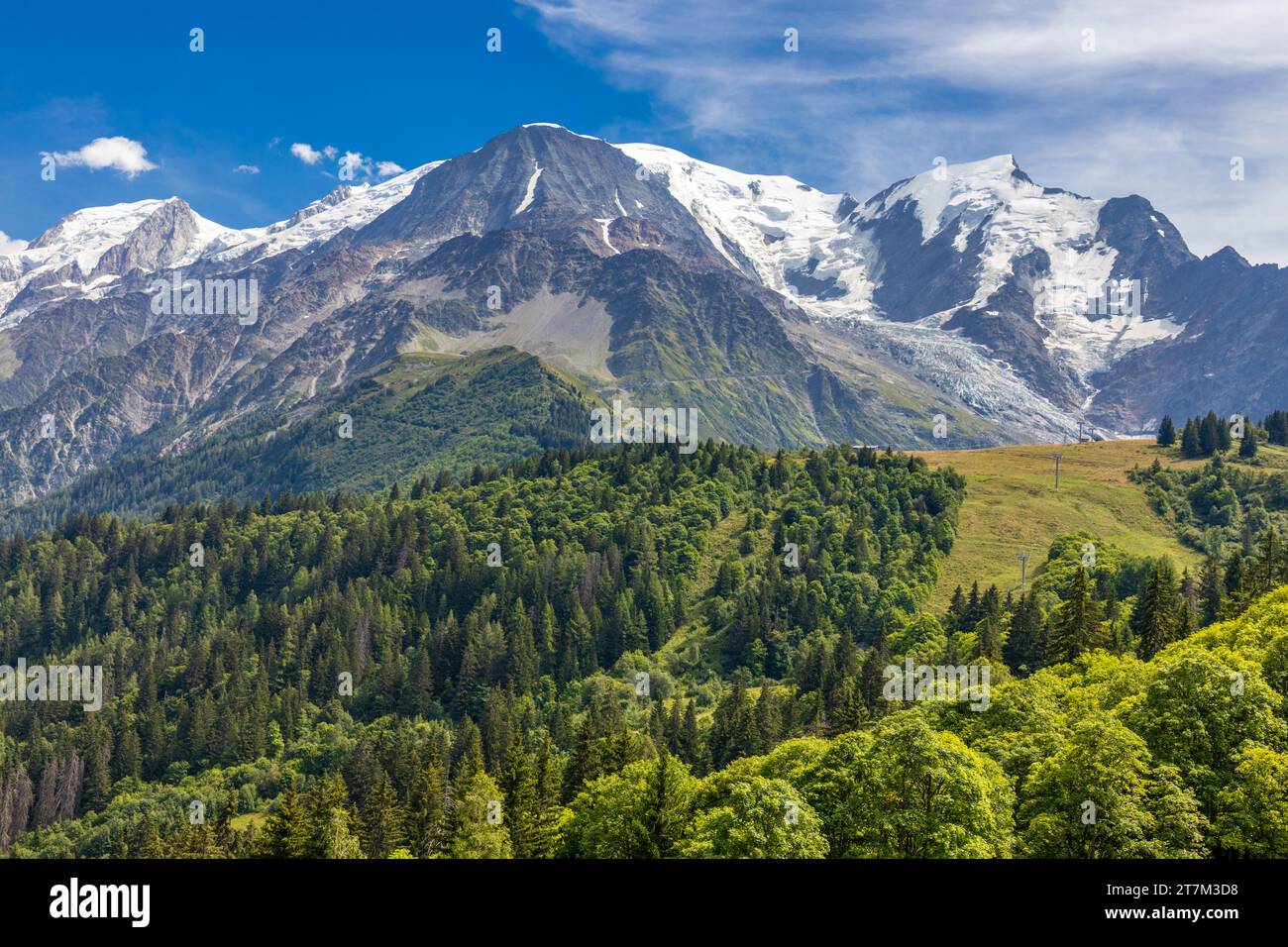 Chamonix mountain peaks summits from Col de Voza beautiful summer ...