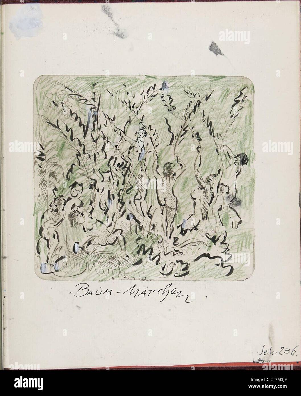 Oskar Laske Tree fairy tale ". Etching; Feder in black; Colored pencil ...