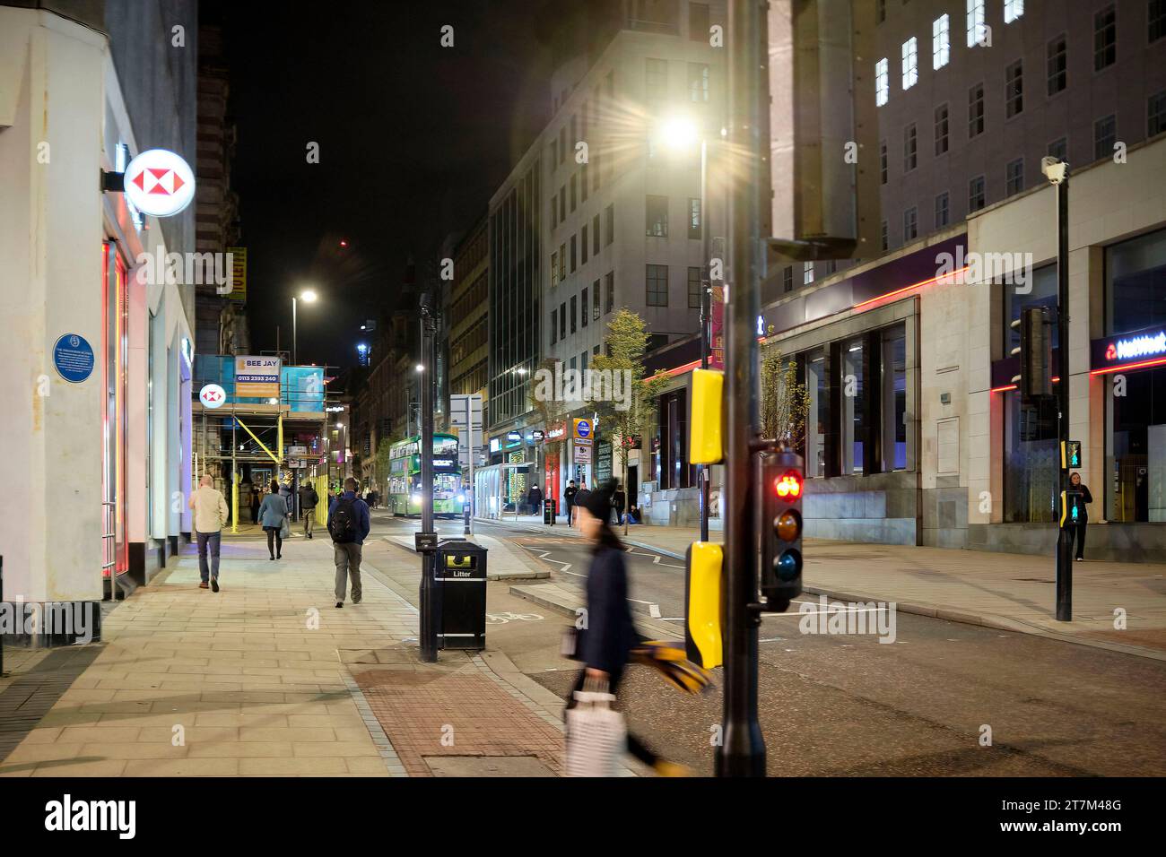 Night time revellers on Park Row,Leeds city Centre at night, West ...